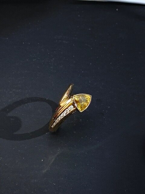 Yellow Sapphire and 10 RBC Diamonds Ring - Jewelers Guild